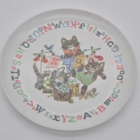 Source Unknown | Dining | Vintage Abc Cats Working Melamine 7 Plate ...